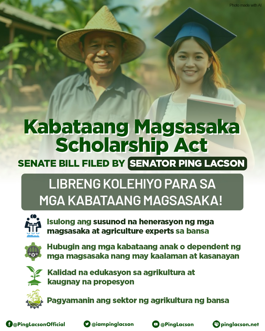 Ping Lacson, naghain ng 'Kabataang Magsasaka Scholarship' Bill para ...
