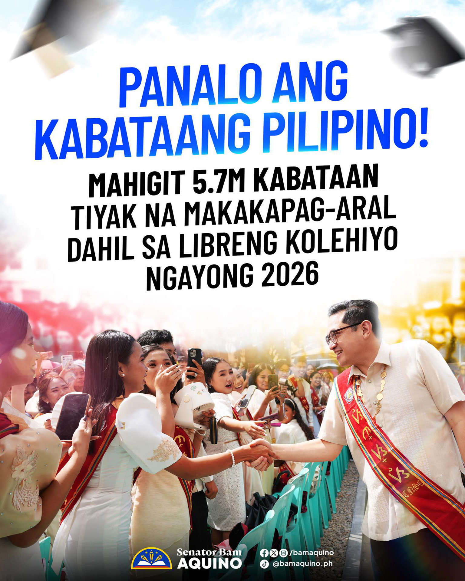 5.7M estudyante sa SUCs, LUCs makikinabang sa Free College Law – Bam ...